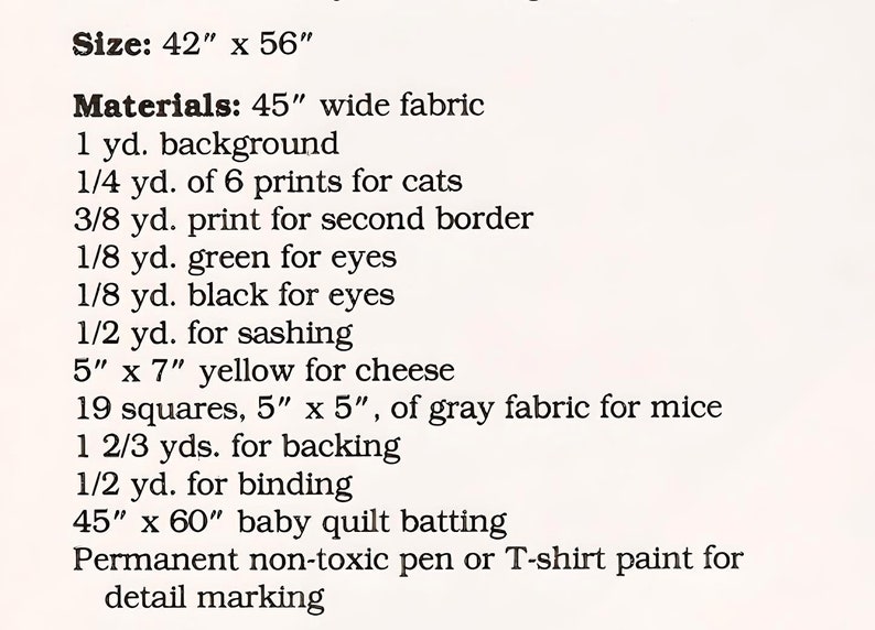 Cat Quilt Sewing Pattern Cats and Mice Pattern 42 X 56 Inches Home ...