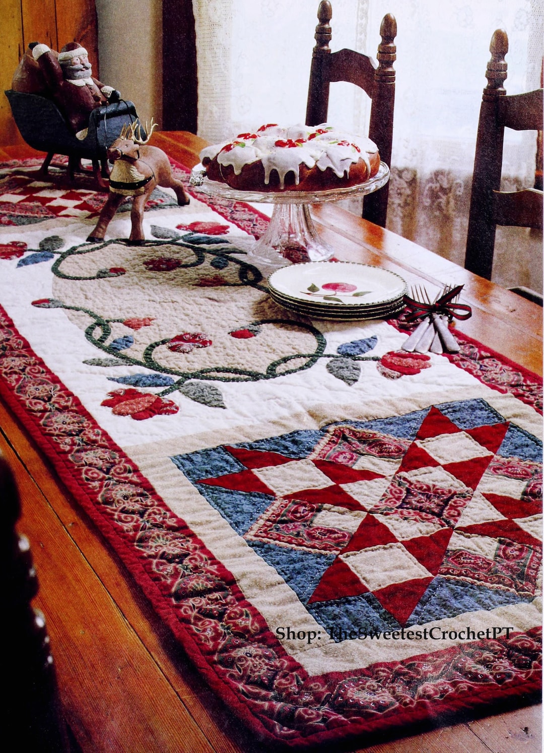 Christmas Table Runner Sewing Pattern Star Quilted Table Topper Holiday ...