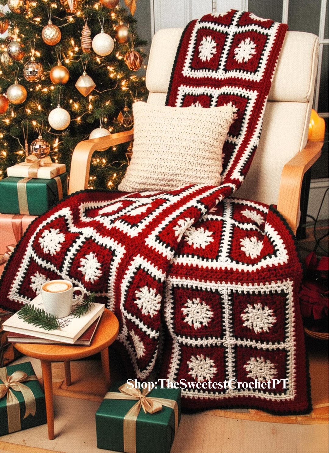 Christmas Snow Afghan Crochet Pattern PDF Xmas Blanket Quilt Holiday ...