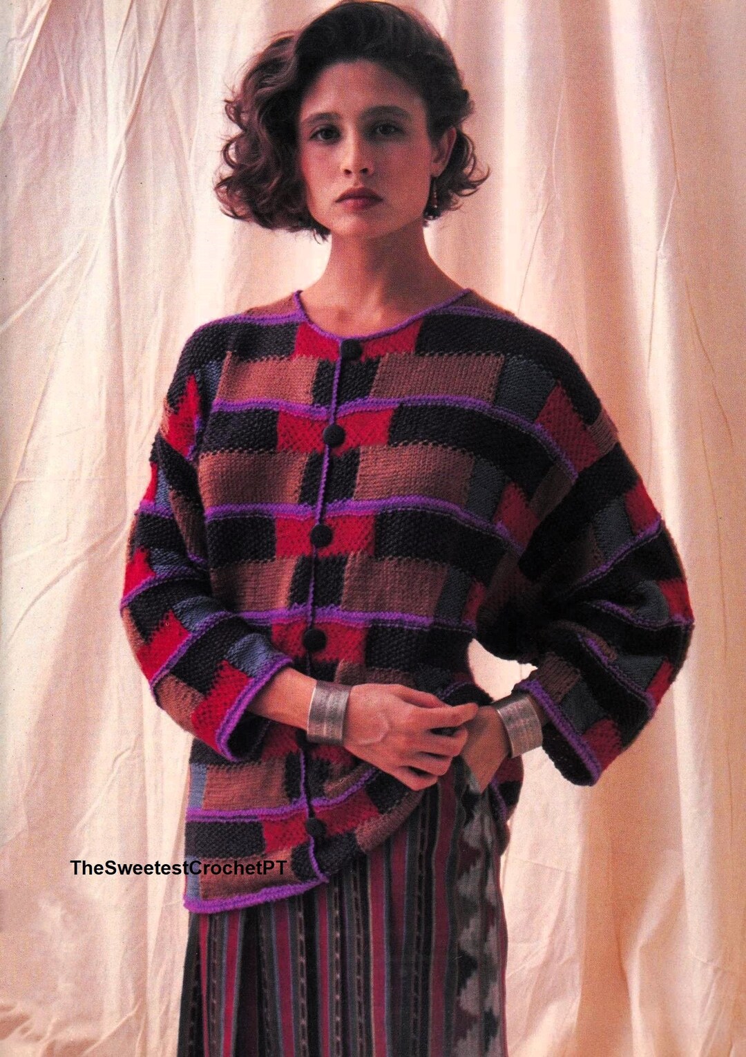 Patchwork Cardigan Knitting Pattern Womens Knitted Cardigan 3 Sizes ...