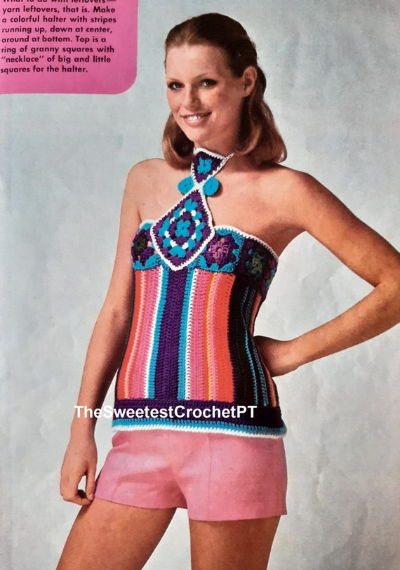 Vintage Crochet Halter Top Patterns WonkyZebra WZ956 Cotton Boucle