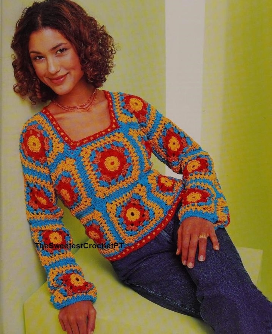 Granny Squares Sweater Crochet Pattern Crochet Top Granny Squares Top ...