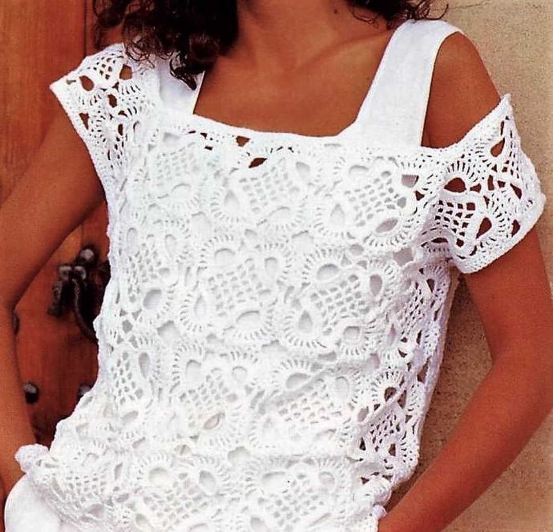 STEP-BY-STEP Crochet Top Pattern Square Neck Granny Squares - Etsy