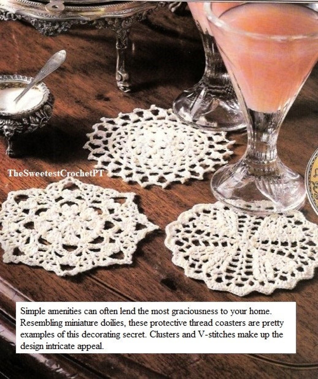 Coasters Crochet Pattern 3 Patterns Table Decor DIY Crochet Mini Doily ...