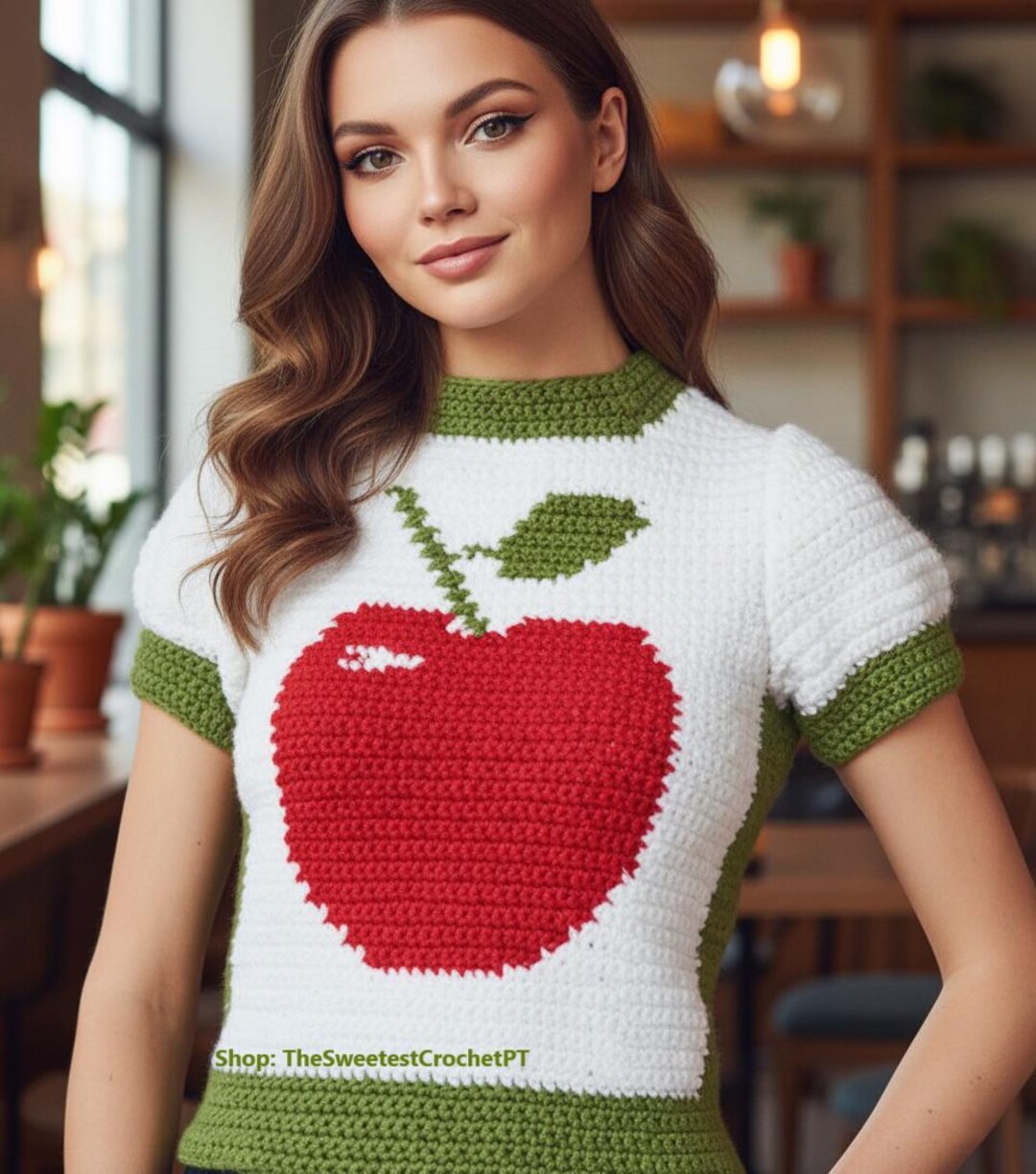 Vintage 70s Apple Sweater Crochet Pattern PDF Women's Sizes 6–12 ...