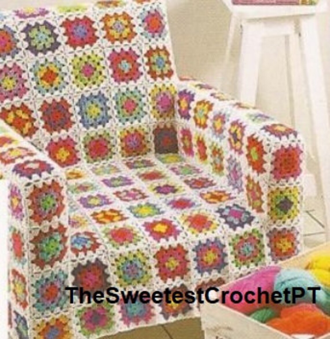 INSTANT DOWNLOAD PDF Granny Square Armchair Cover Pattern Chair Sofa ...