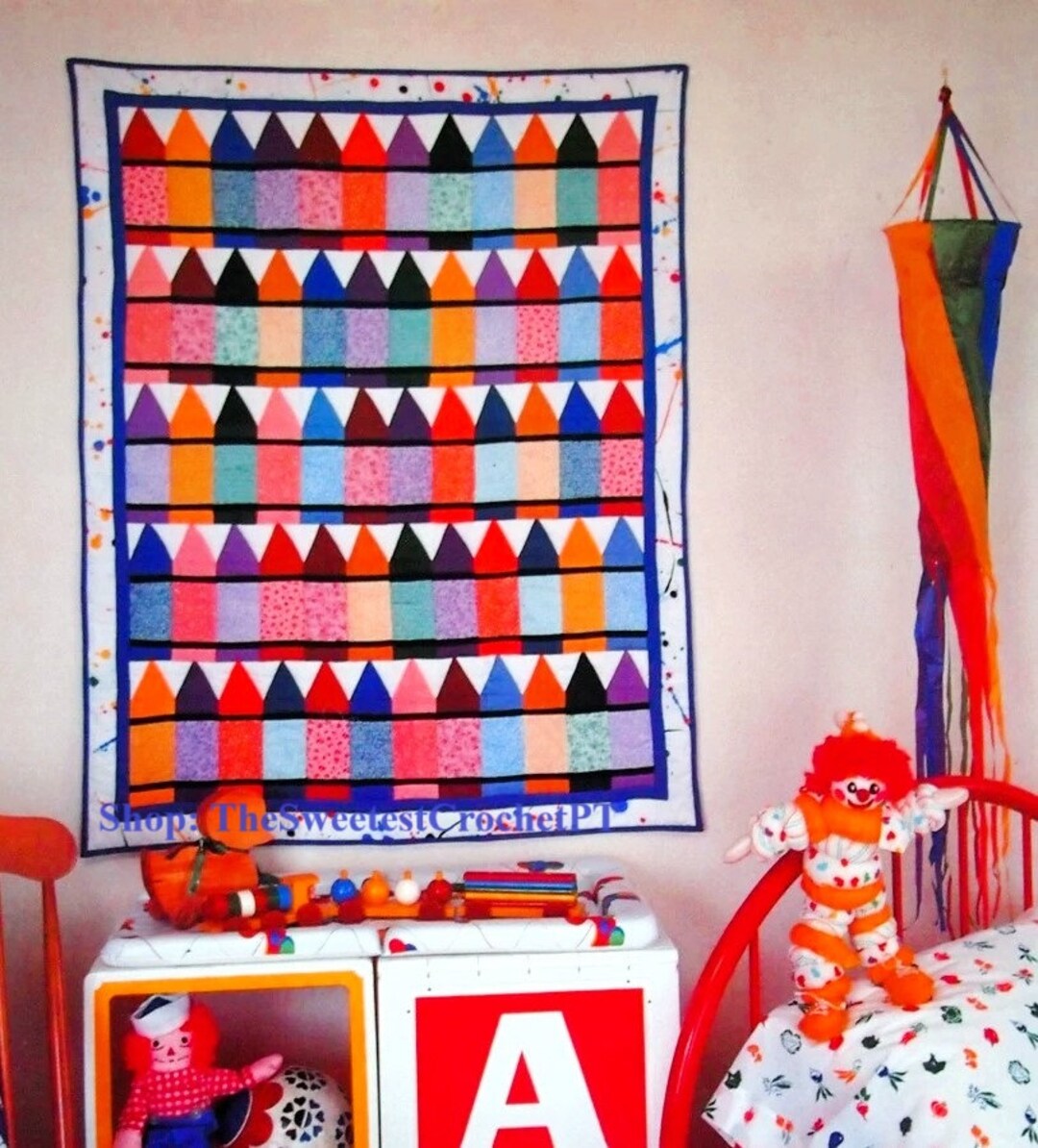 Crayon Baby Quilt Sewing Pattern Crayola Quilt Baby Gift 42 X 56 Inches ...