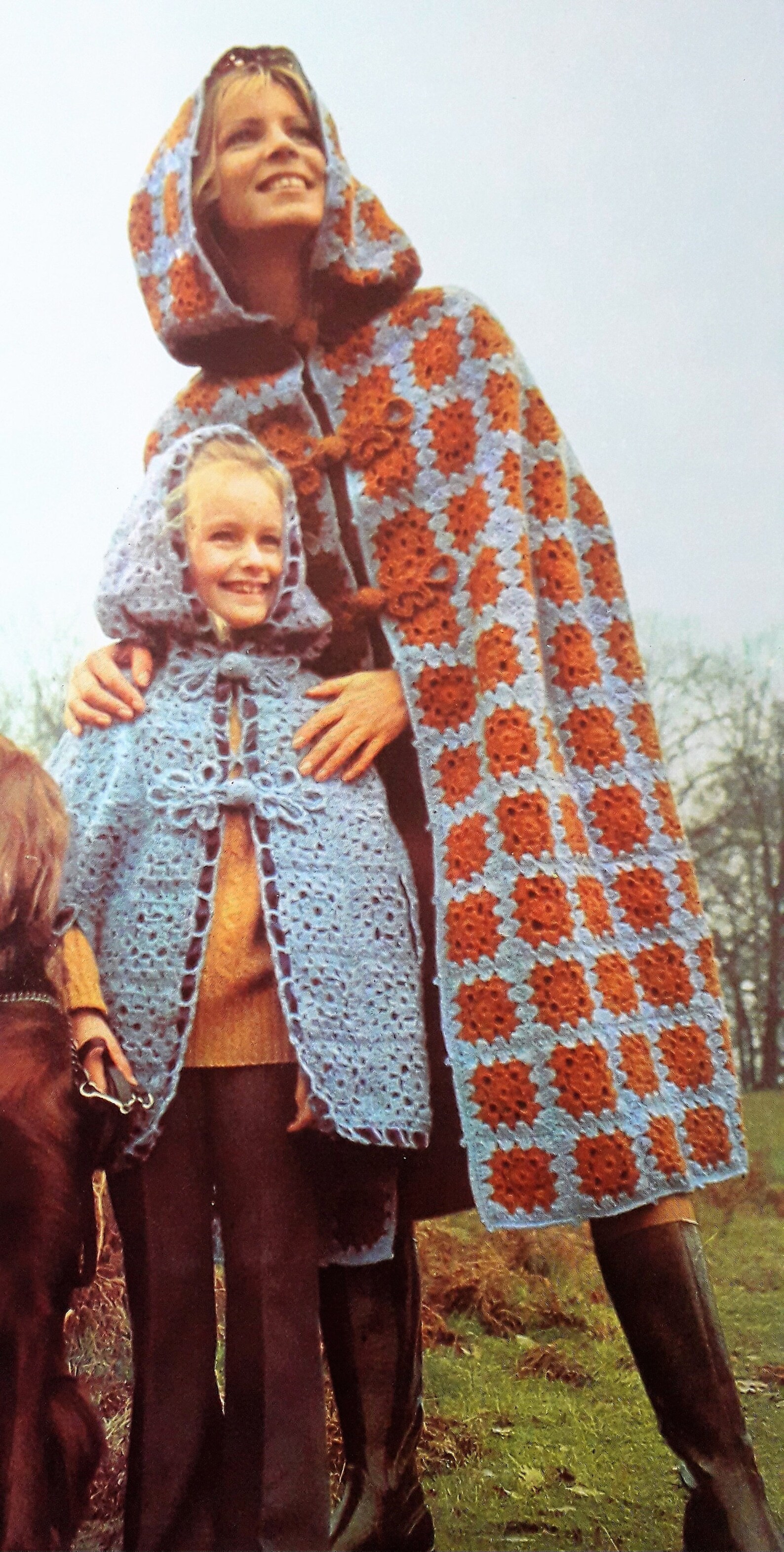 STEP by STEP MOTIF Granny Square Hooded Cape Pattern Women Children ...