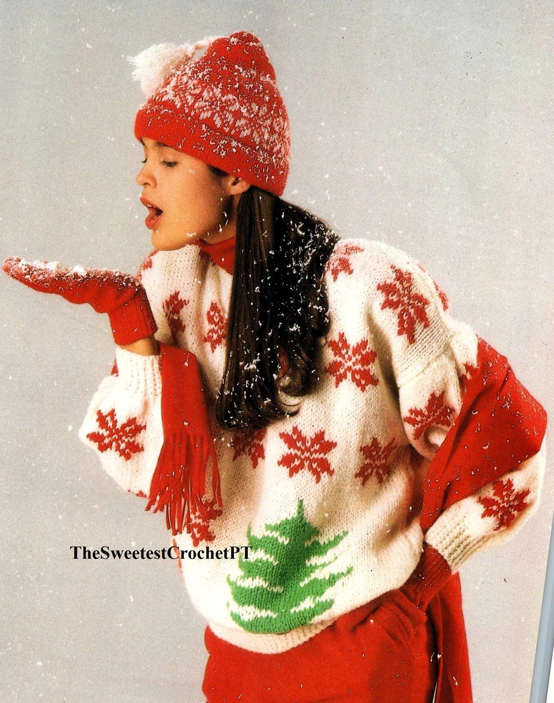 Christmas Sweater Knitting Pattern Knit Womens Holiday Pullover ...