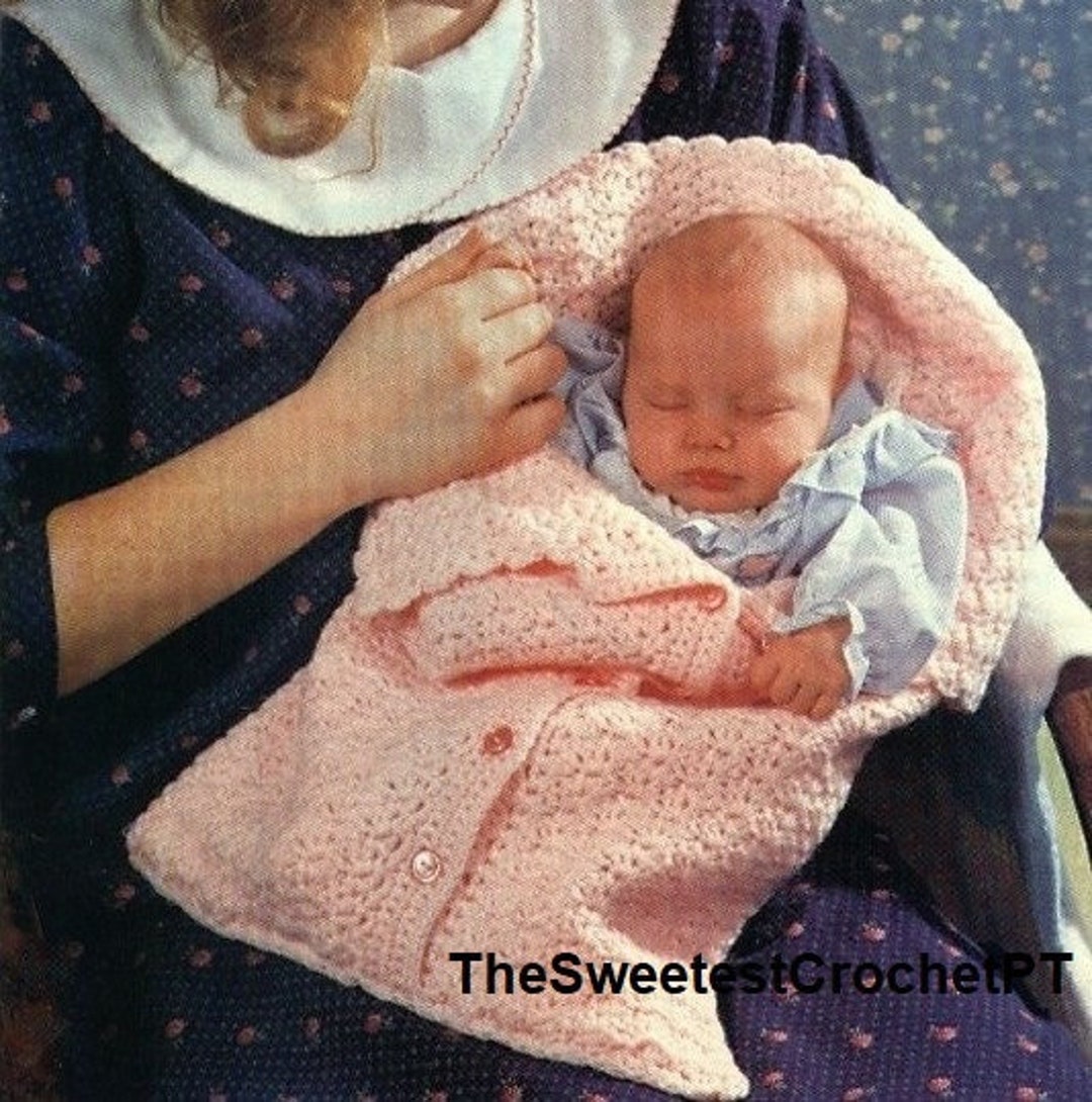 BABY BUNTING Crochet Pattern Sleeping Bag Baby Nest Cocoon Sack Newborn ...