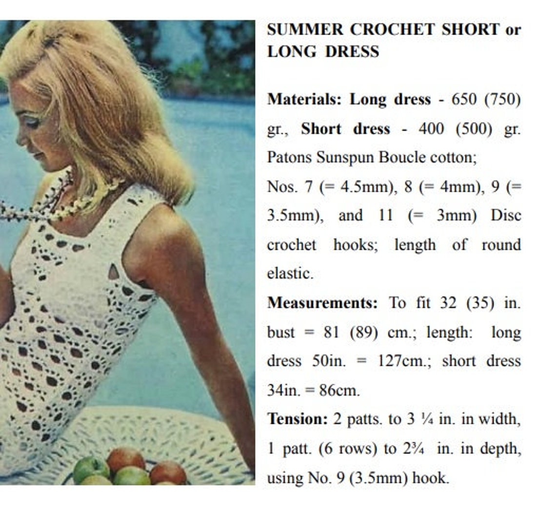 INSTANT DOWNLOAD PDF Crochet Dress Pattern Short or Maxi - Etsy