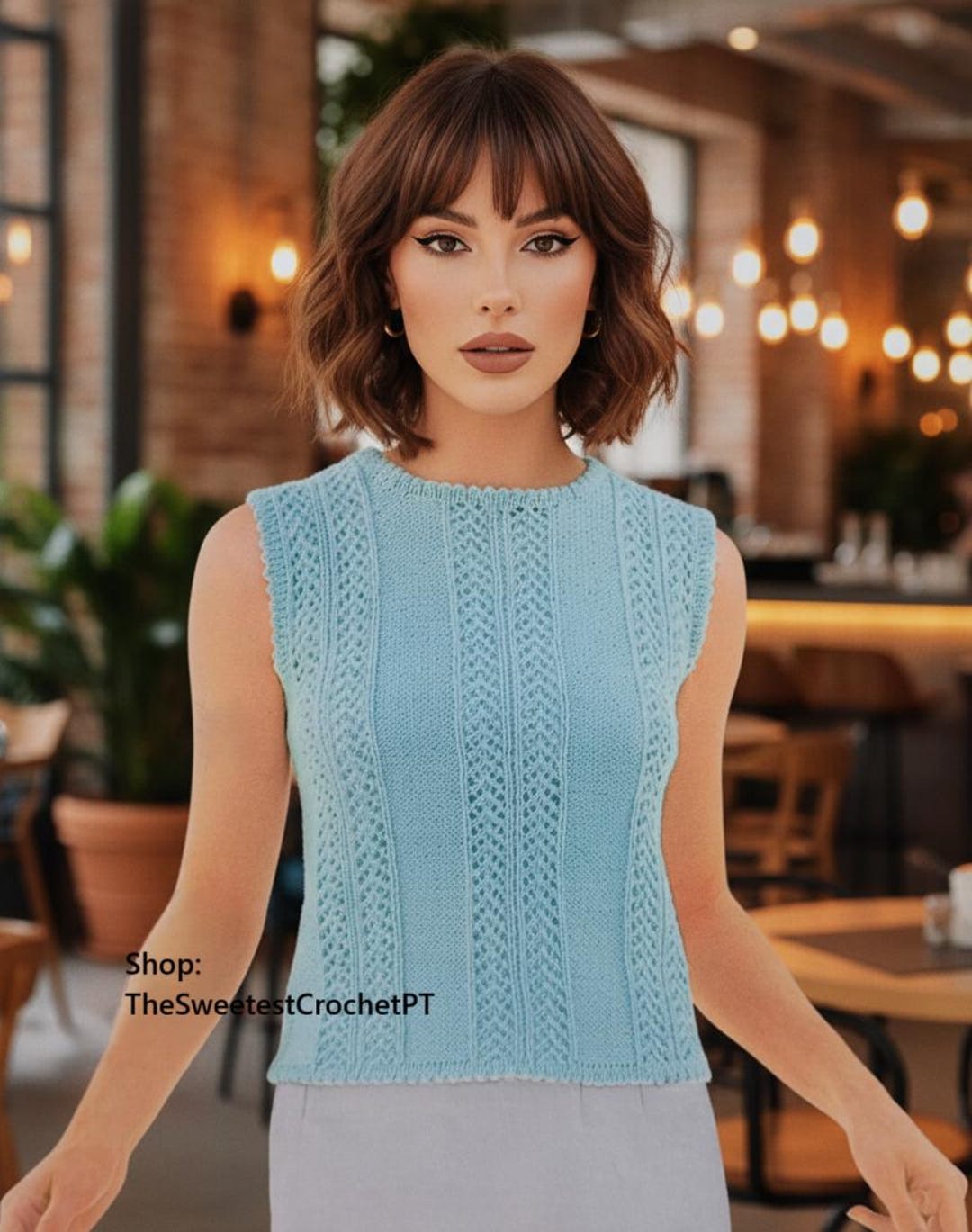 60s Lacy Knit Top Pattern PDF Summer Sweater 5 Sizes Bust 34–41 ...