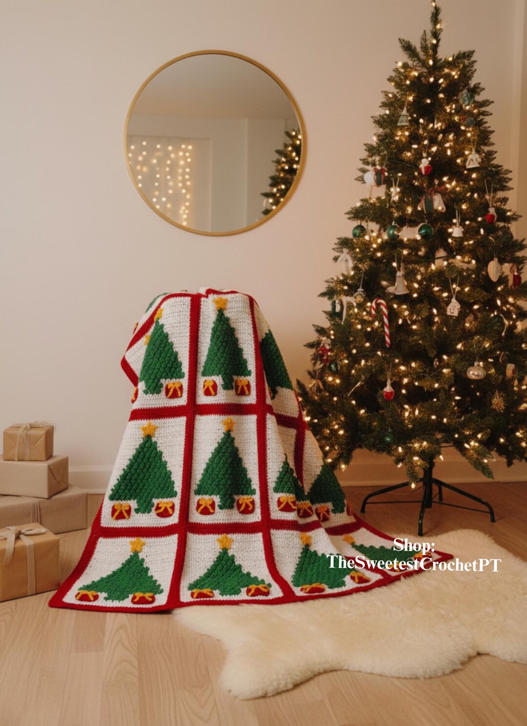 Christmas Trees Afghan Crochet Pattern PDF Holiday Blanket Home Decor ...