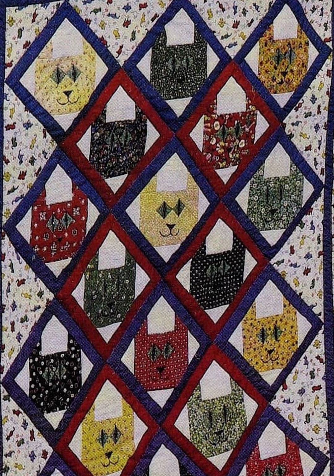 Cats Quilt Sewing Pattern Baby Animal Quilt Cats Sewing Pattern 40 X 52 ...