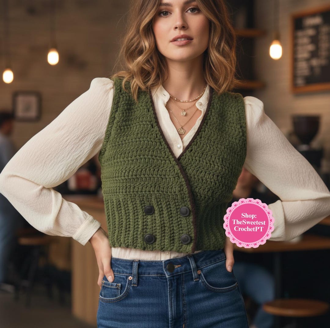 Womens Crochet Vest Pattern Vest Sweater Crochet Pattern 4 Sizes Bulky ...