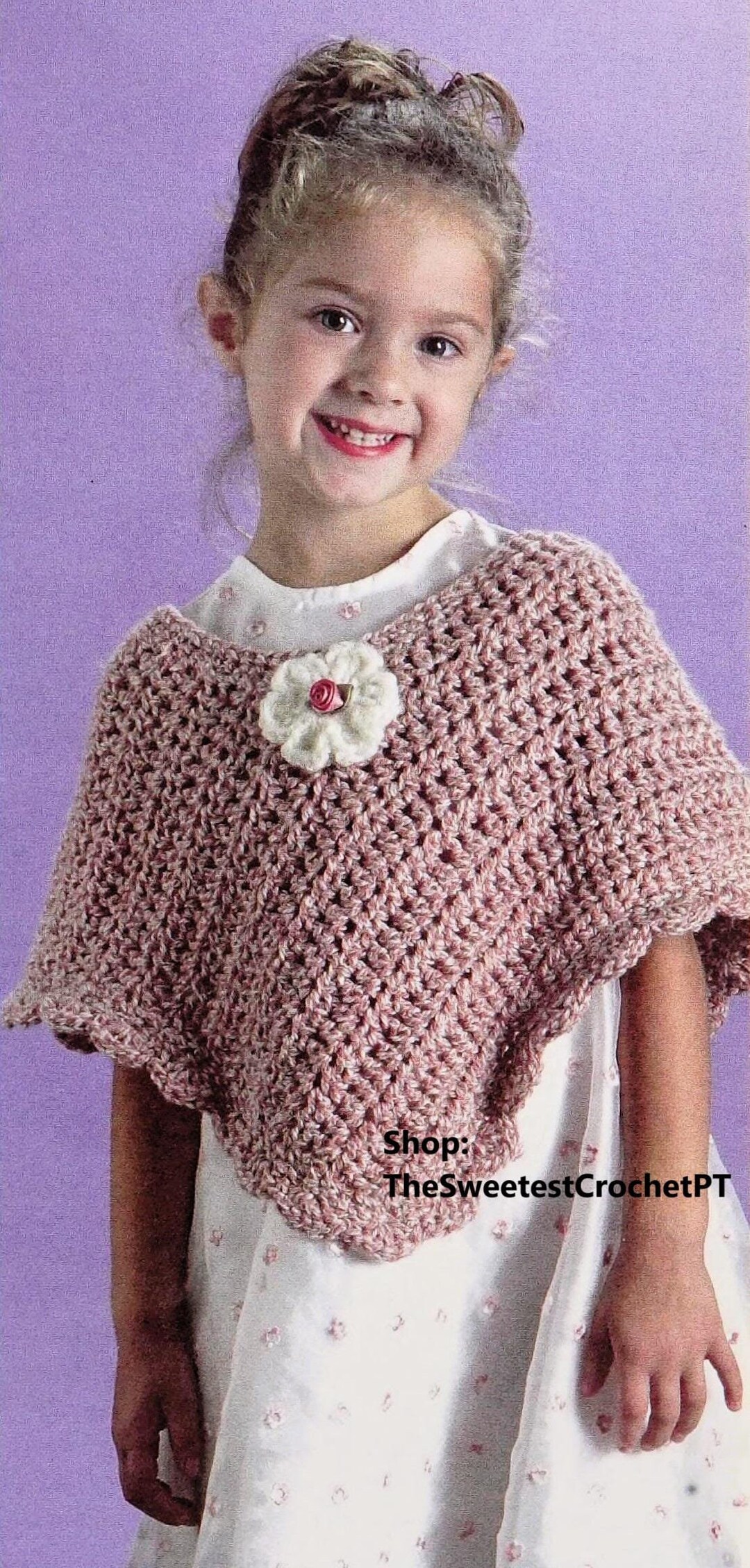 Girls Pink Poncho Crochet Pattern Quick and Easy to Make Sizes: 2-4 ...