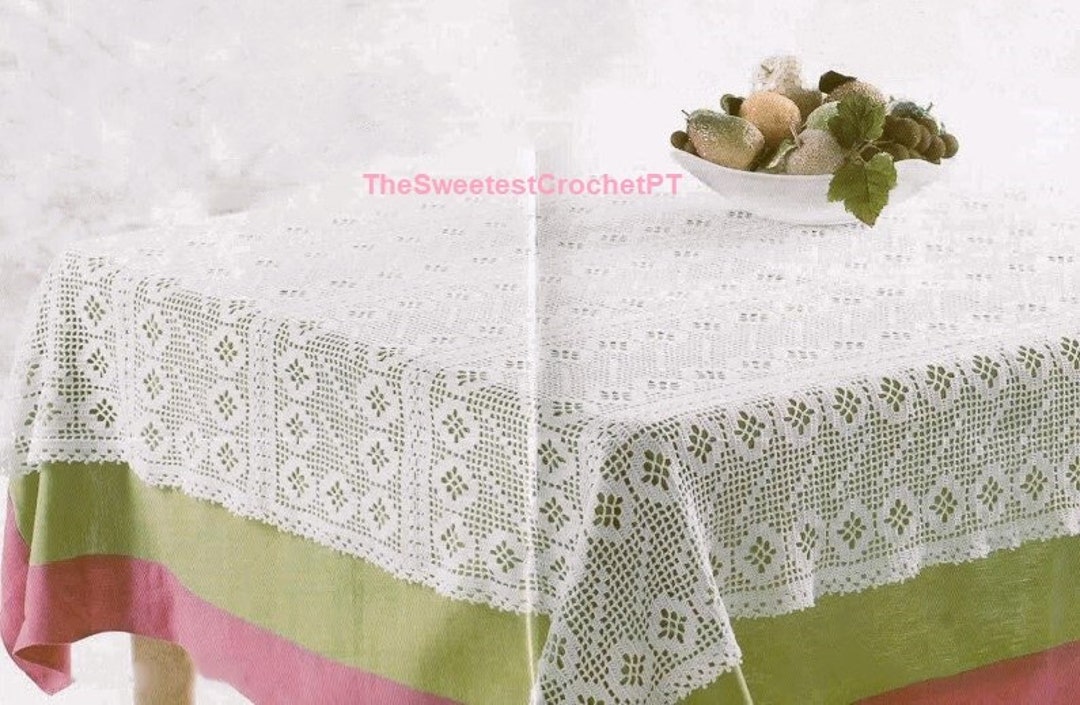 Filet Tablecloth Crochet Pattern Square Tablecloth Tread No. 10 Vintage ...