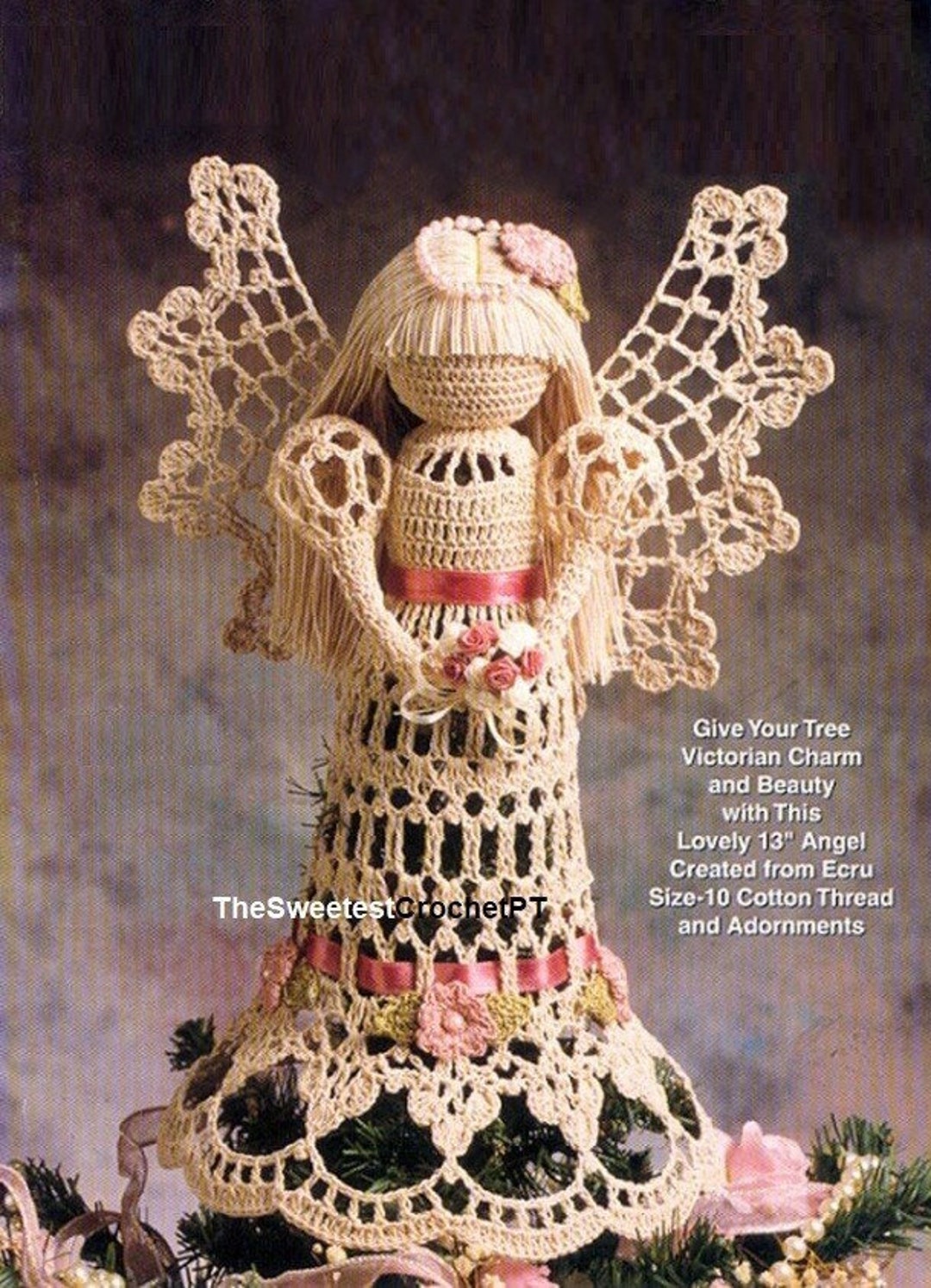 Christmas Angel Tree Topper Crochet Pattern Christmas Tree Decor Thread ...