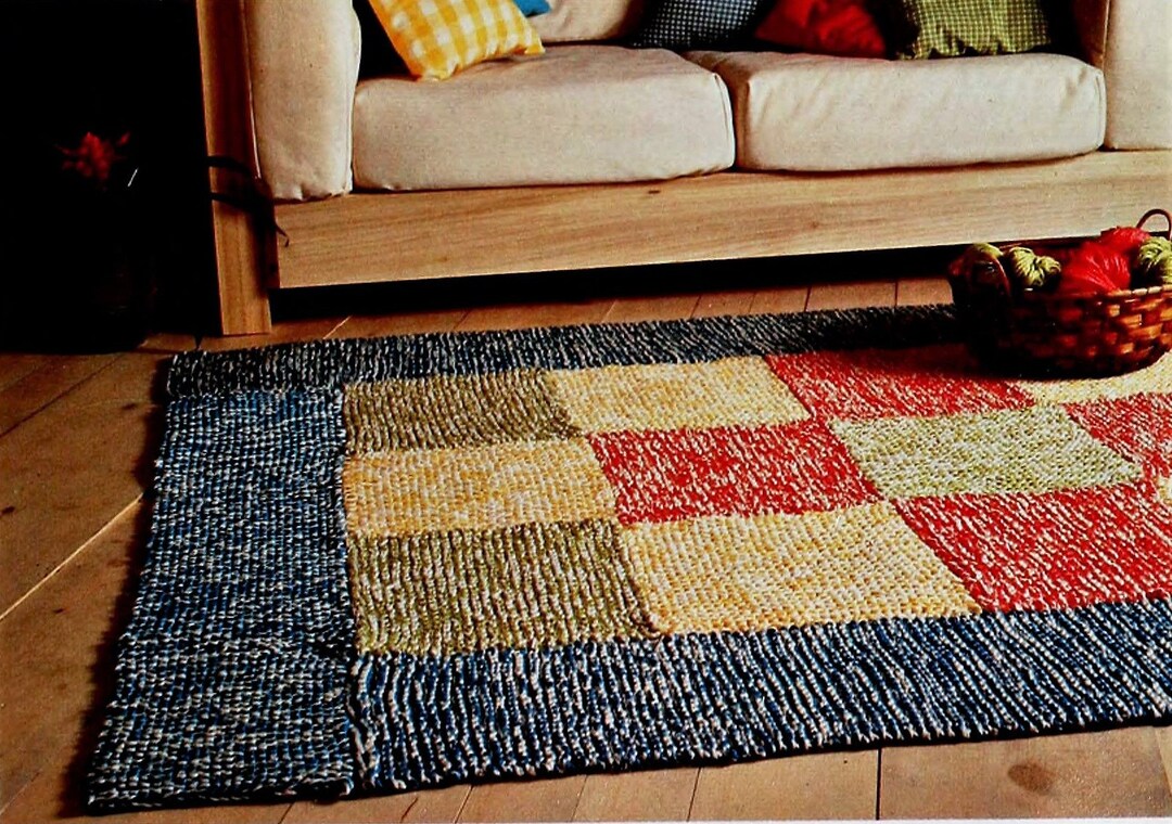 Patchwork Knitting Rug Pattern Knit Mat Easy to Make Heavy Duty Rug ...