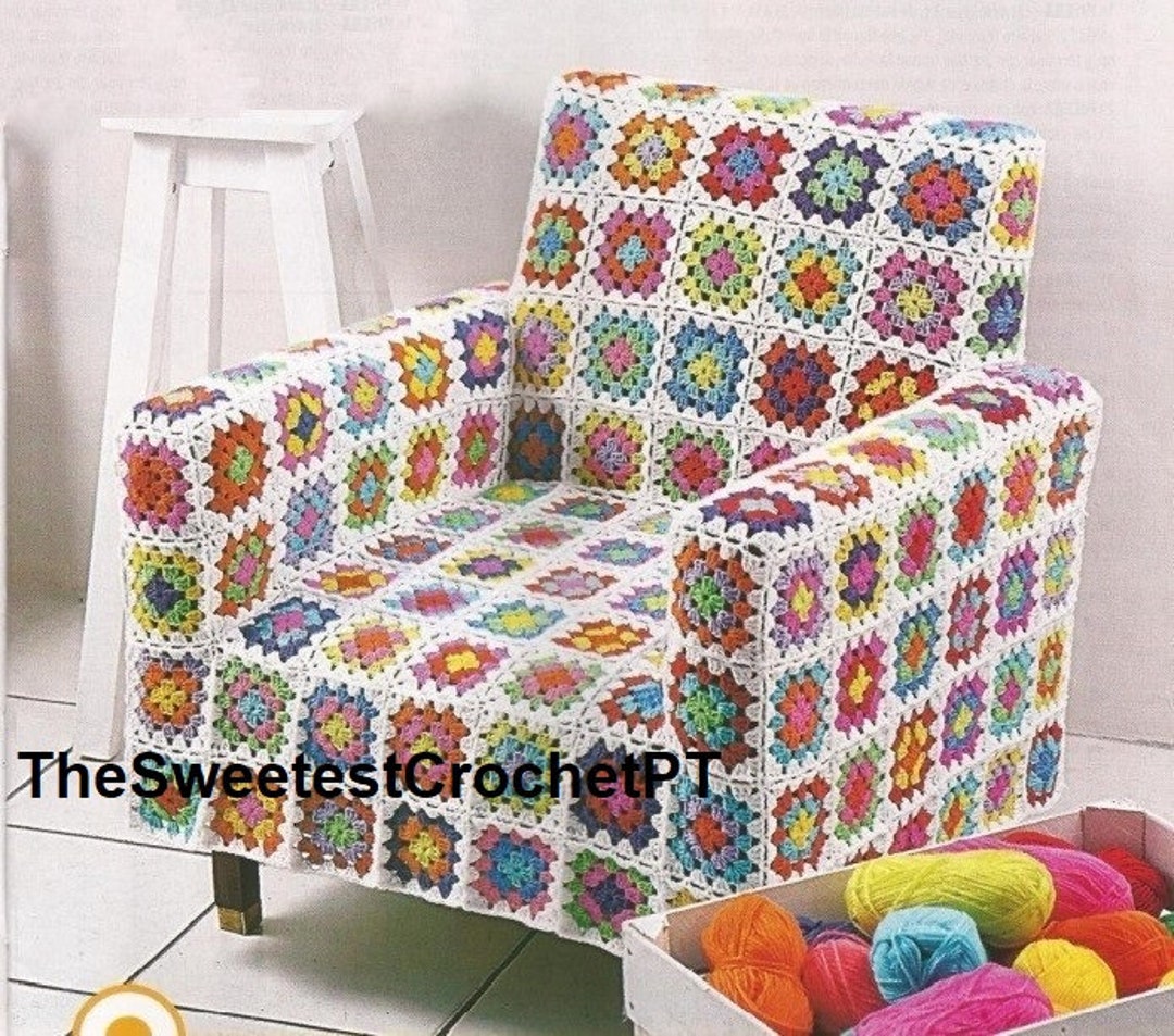INSTANT DOWNLOAD PDF Granny Square Armchair Cover Pattern Chair Sofa ...