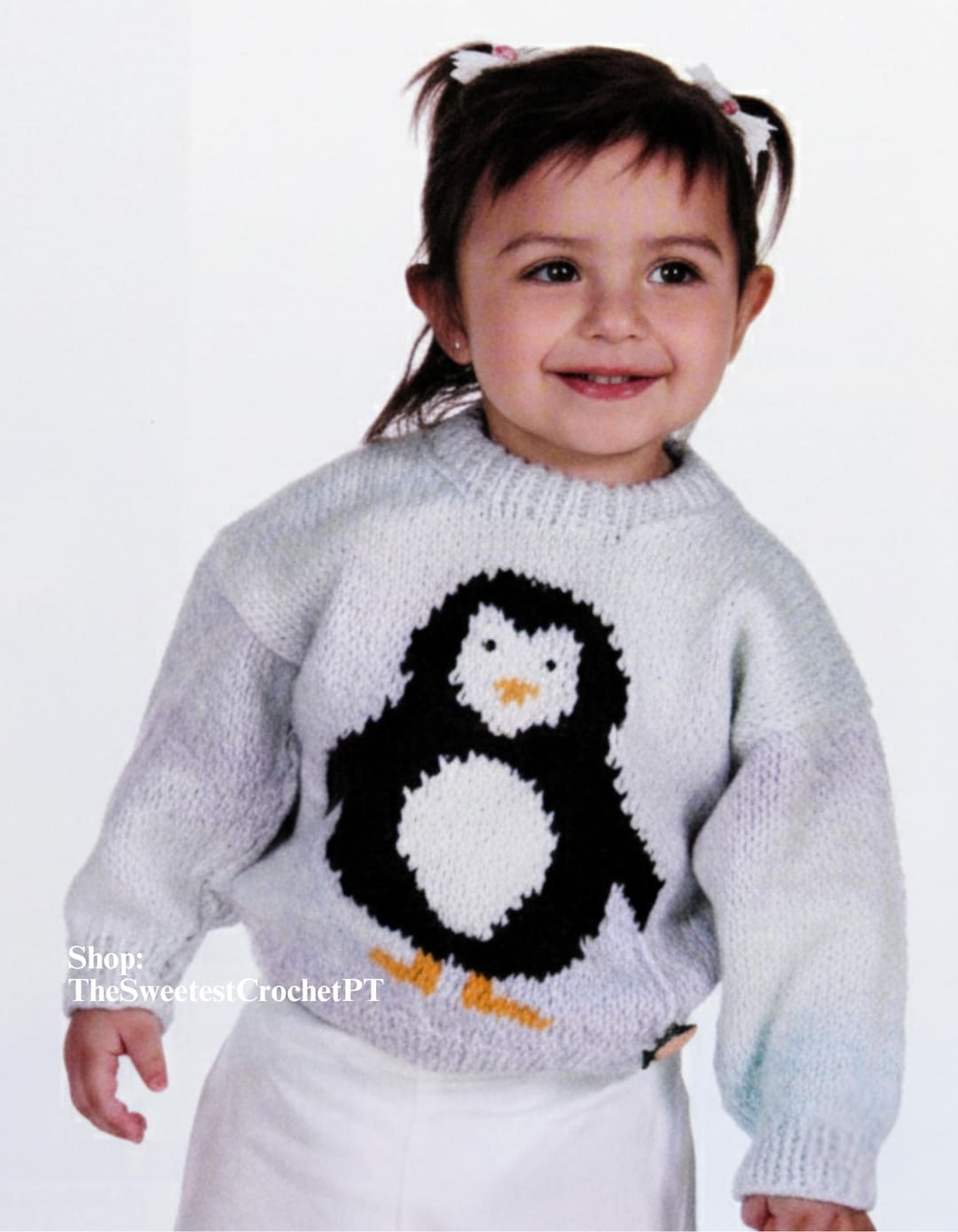 Vintage Penguin Sweater Knitting Pattern PDF Child Sizes 2-8 Chest 23 ...