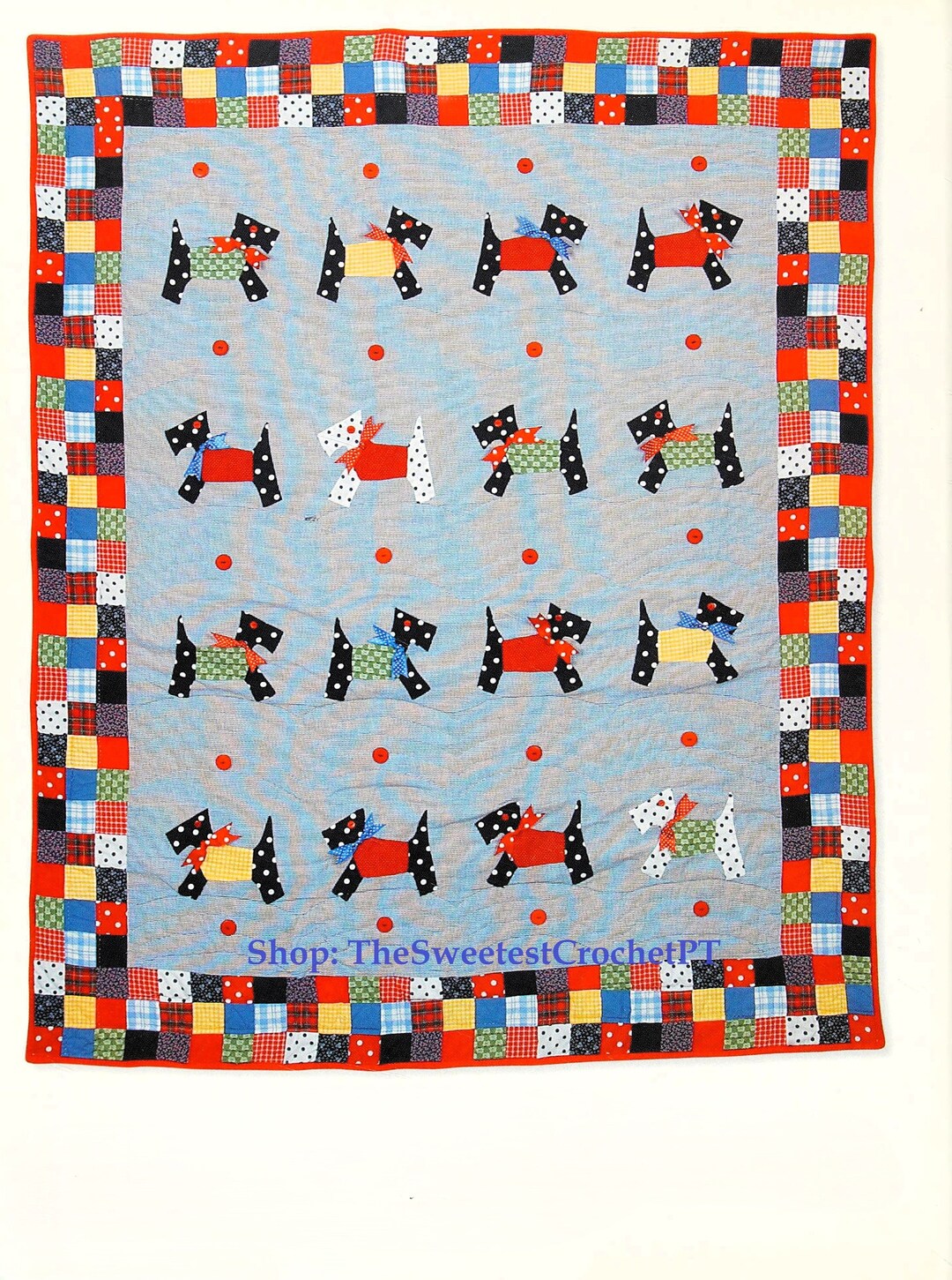 Scottie Dogs Quilt Sewing Pattern Baby Quilt Dogs Pattern 47 X 57 ...