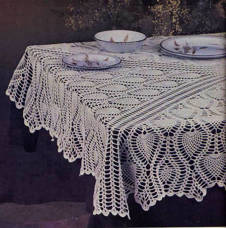 Crochet Heirloom Pineapple Tablecloth Pattern Lacy Crochet - Etsy