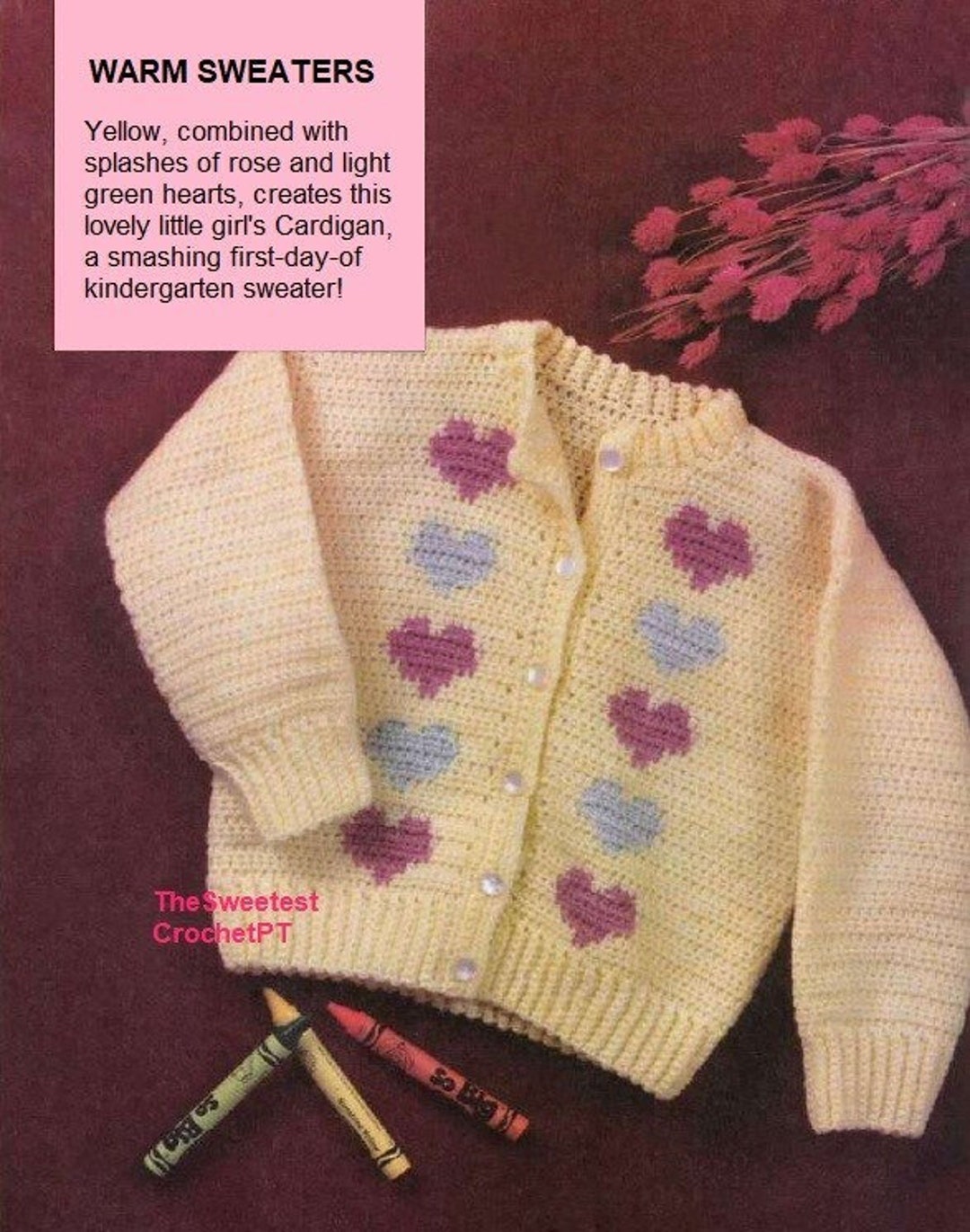 Girls Heart Cardigan Crochet Pattern Child Crochet Sweater Pattern 3 ...