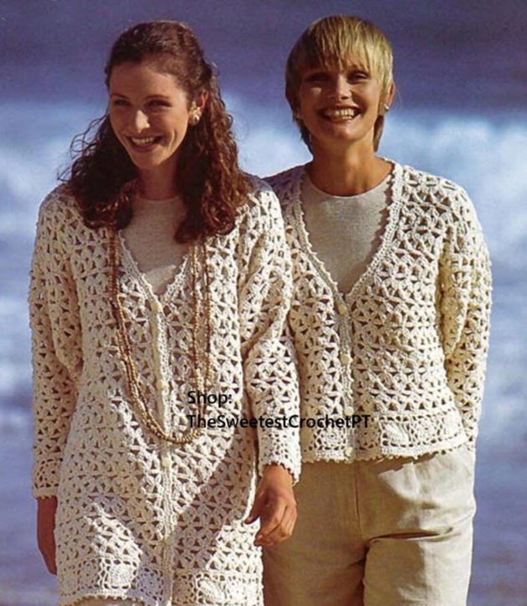 Lacy Crochet Jacket Pattern Womens Cardigan Boho Trendy Top Easy Cute ...