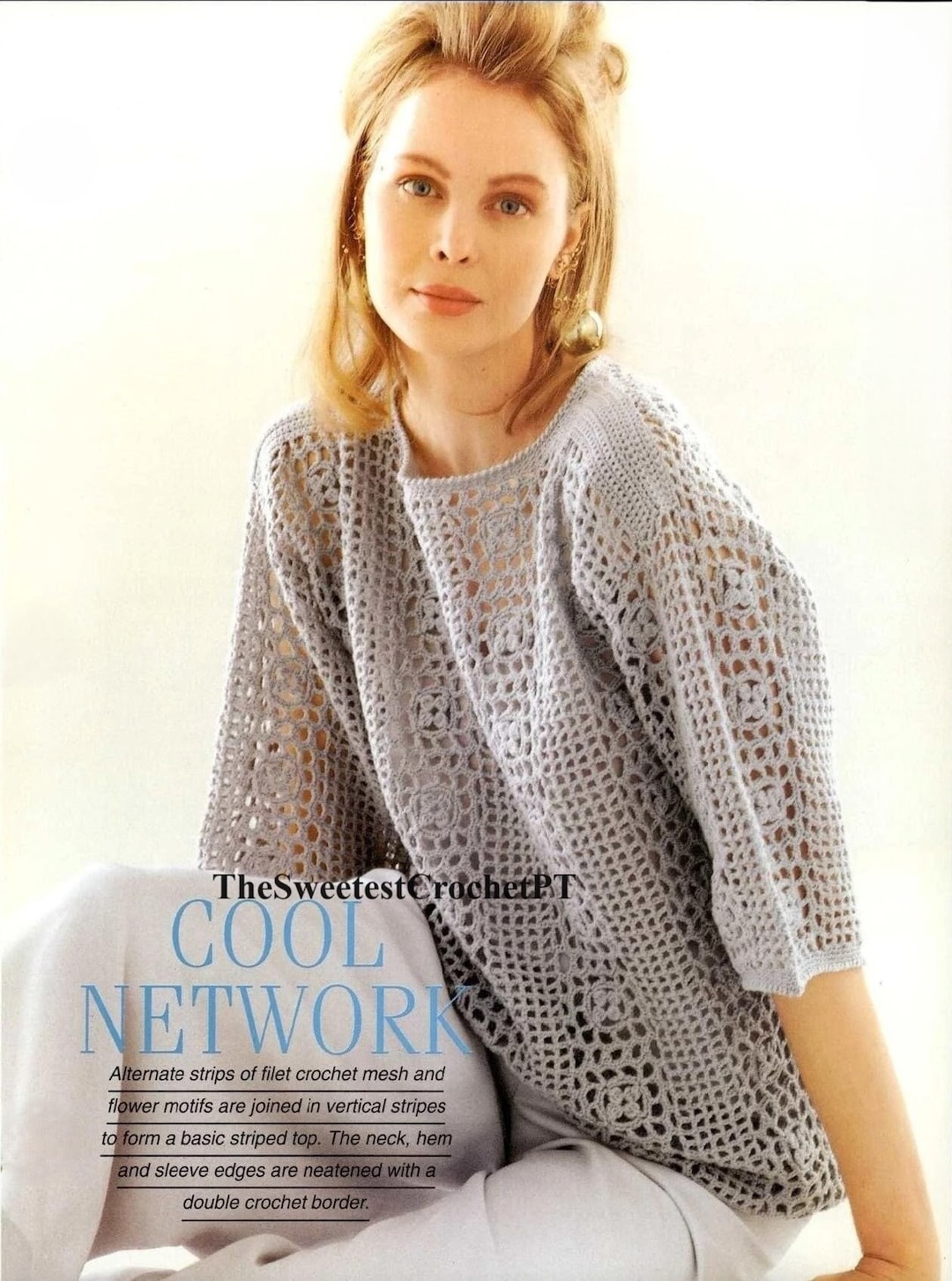 Crochet Top Pattern Short Sleeve Summer Blouse Crochet Pattern Filet ...