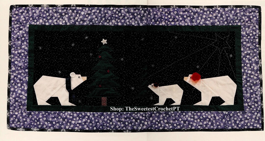 Christmas Bears Quilt Pattern Sewing Quilting Patchwork Appliqué Size ...