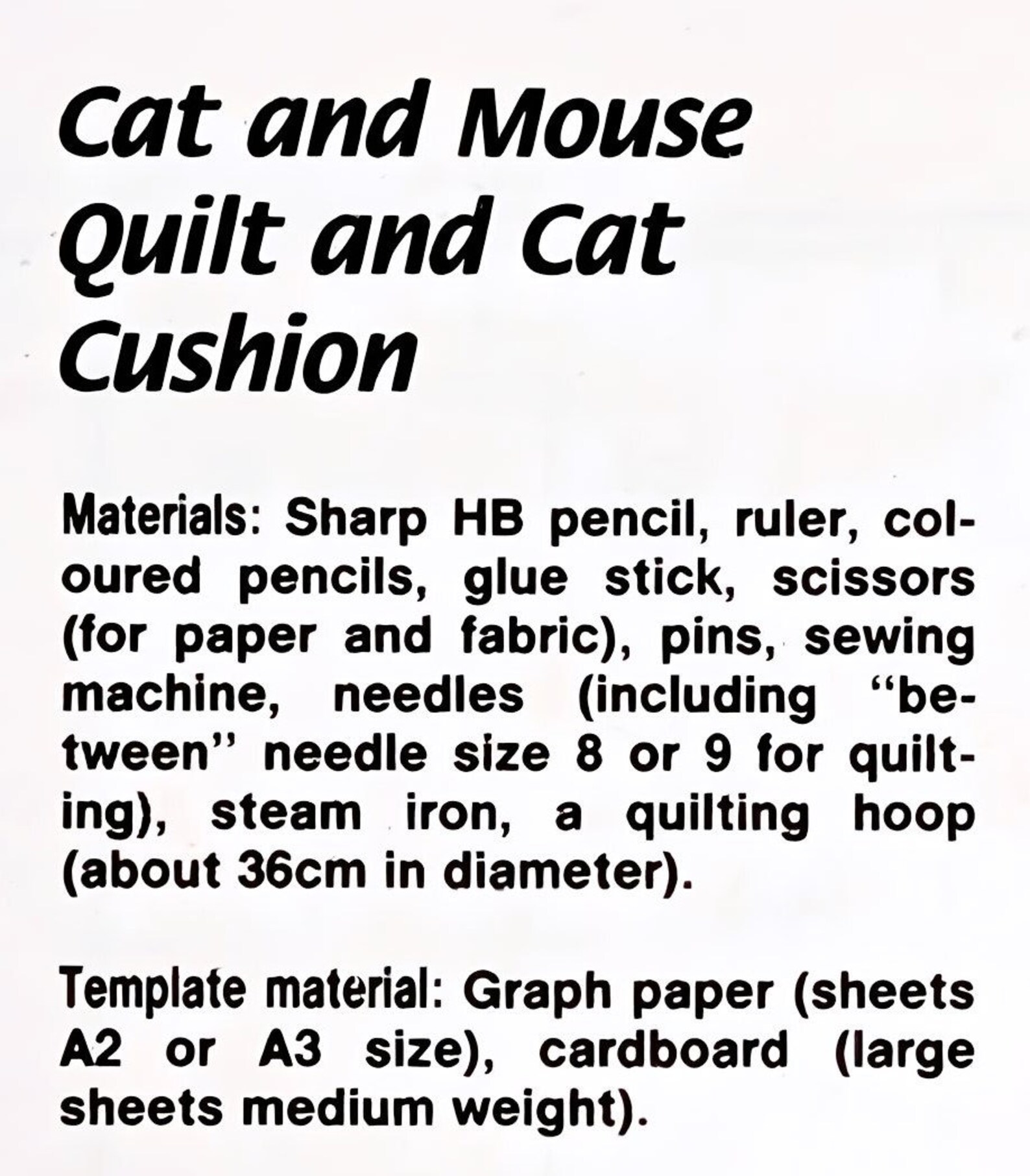 Cats and Mice Quilt Sewing Pattern Cat Quilt and Cushion Home Decor DIY ...