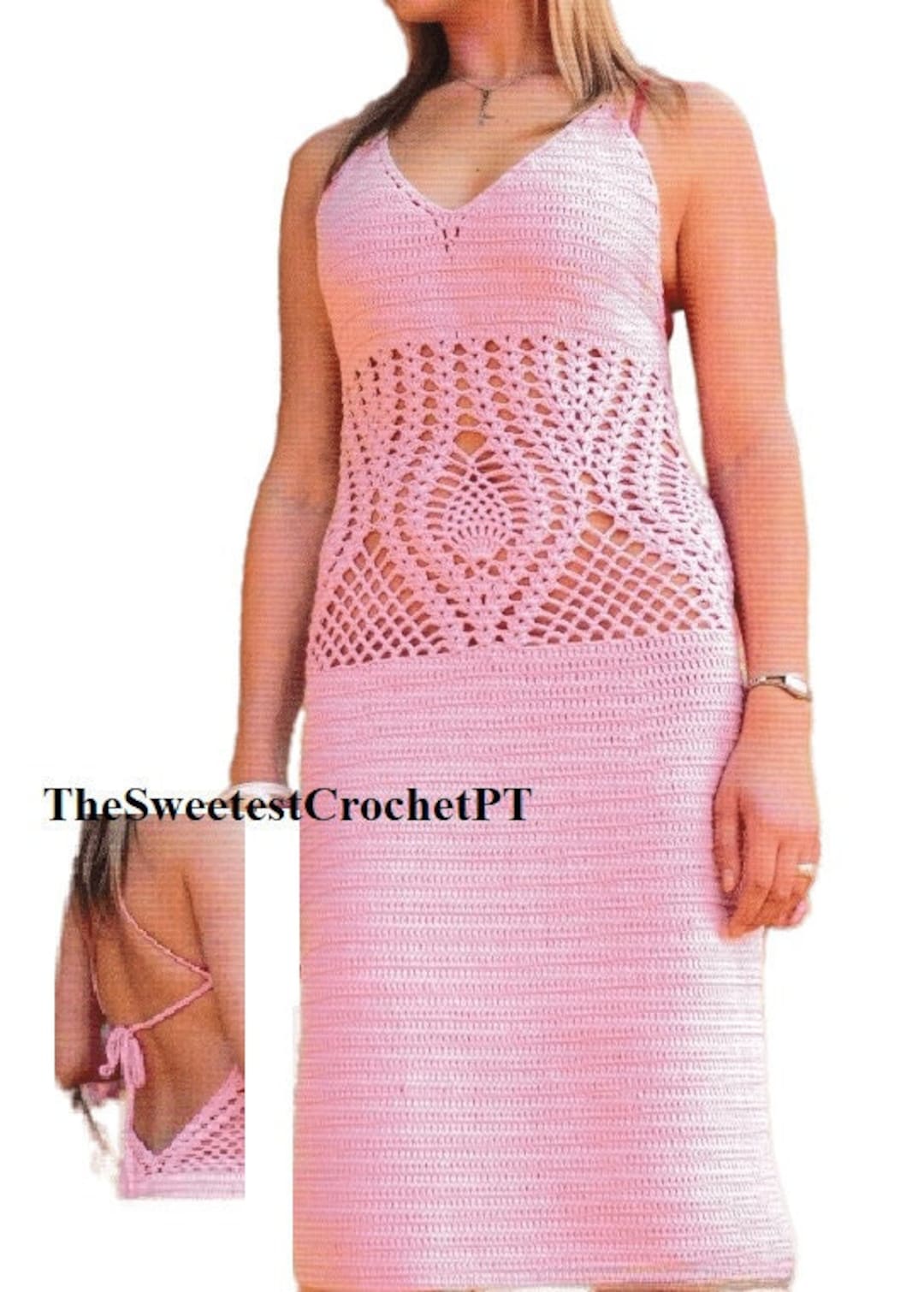 Crochet Dress Pattern Backless Crochet Dress Lacy Crochet Cover-up ...
