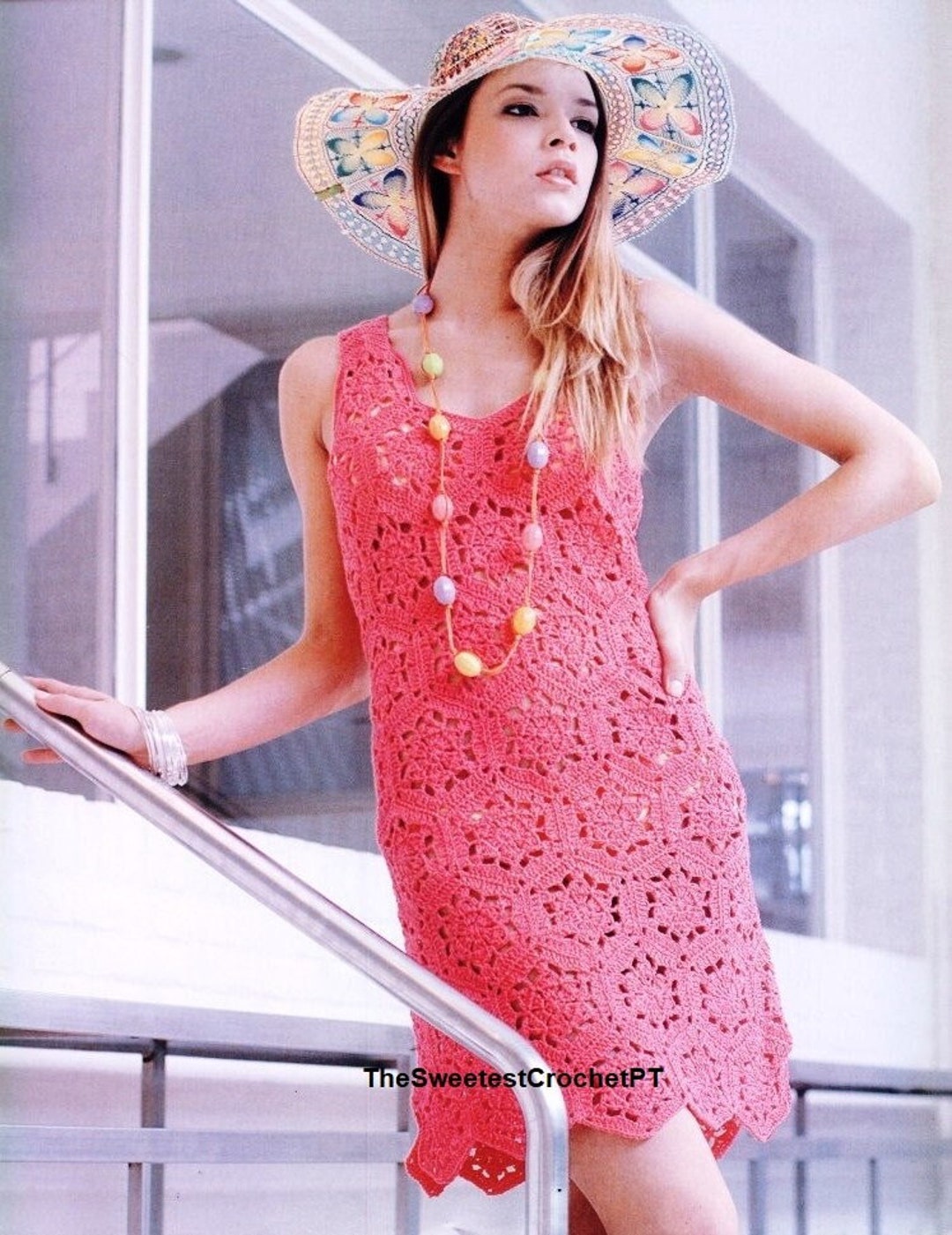 STEP by STEP MOTIF Crochet Dress Pattern Women Granny Squares Dress ...