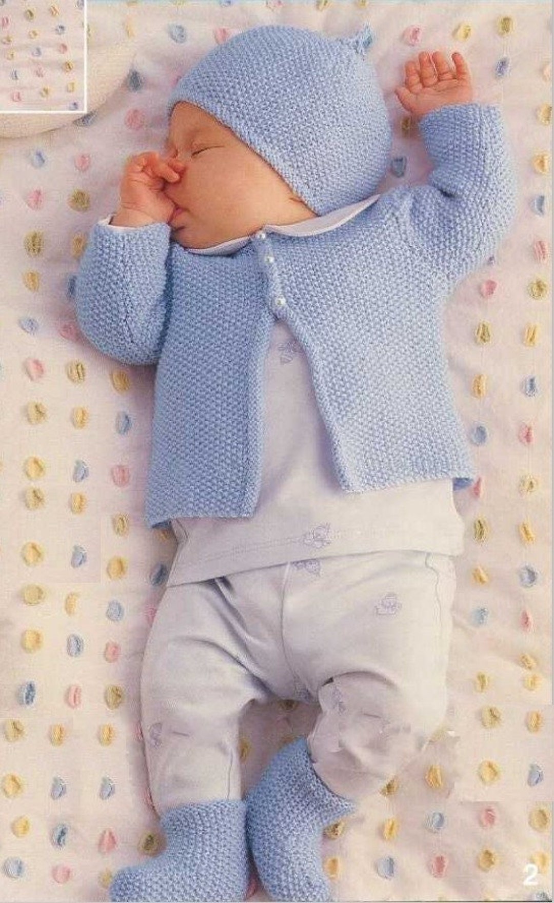 3 PIECE SET Baby Knitting Pattern Cardigan Hat and Booties - Toddler ...