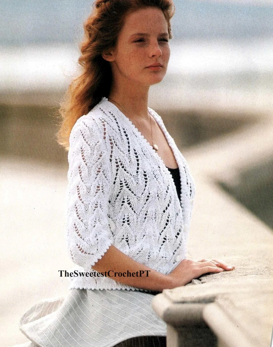 Womens Lacy Cardigan Knitting Pattern Ladies Lace Jacket Pattern Bust ...