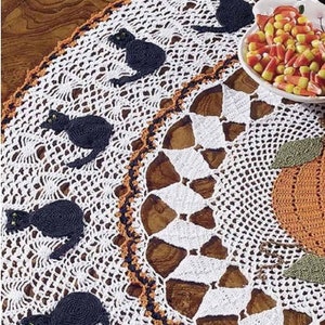 Halloween Black Cat Doily Crochet Pattern DIY Halloween Table Decor ...