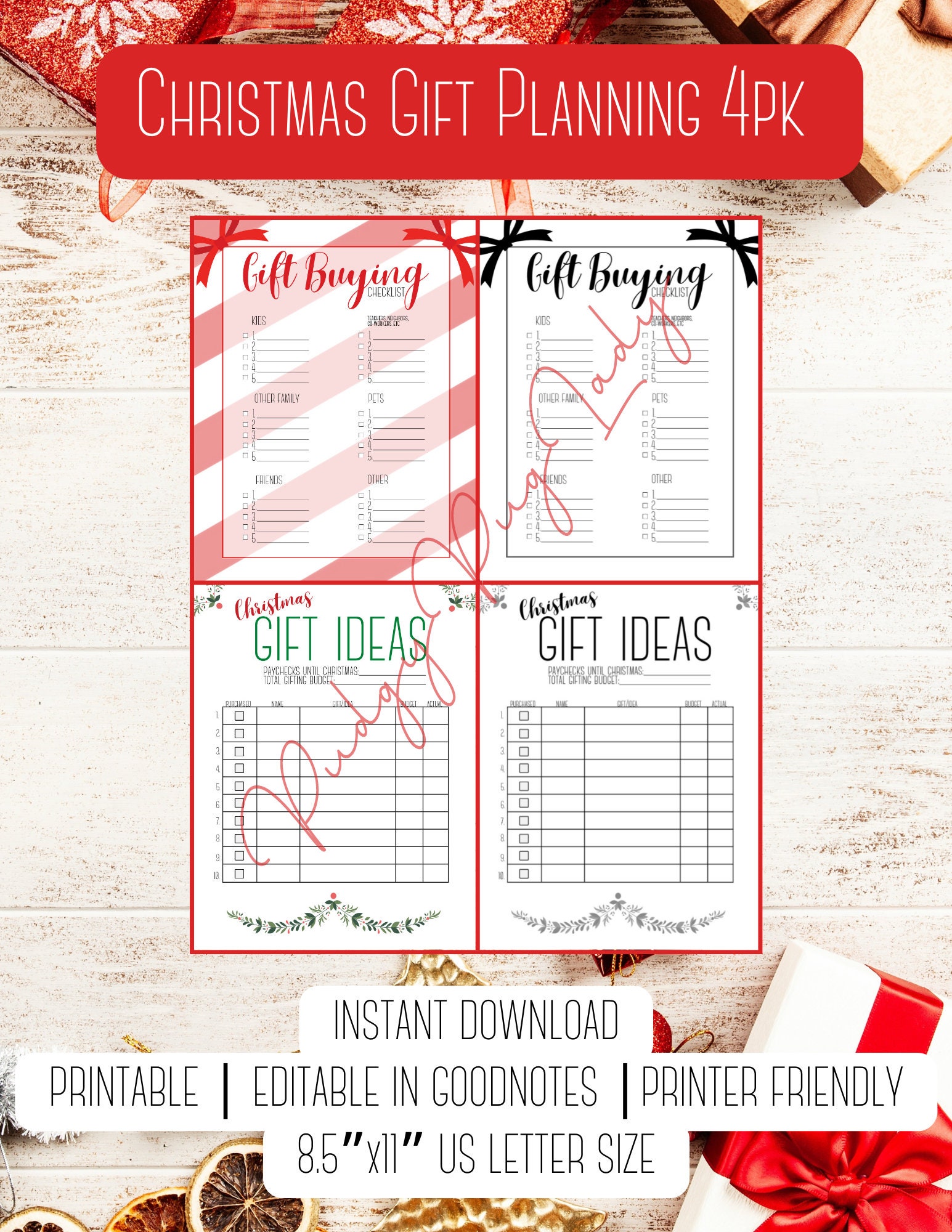 Christmas Gift Planning/gifting/planner/holidays/family/friends/party ...