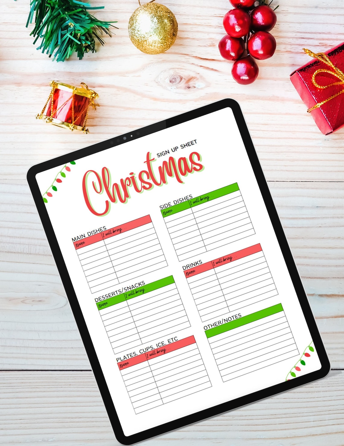 Christmas Sign Up/meal Planner/groceries/feast/holidays/family/friends ...