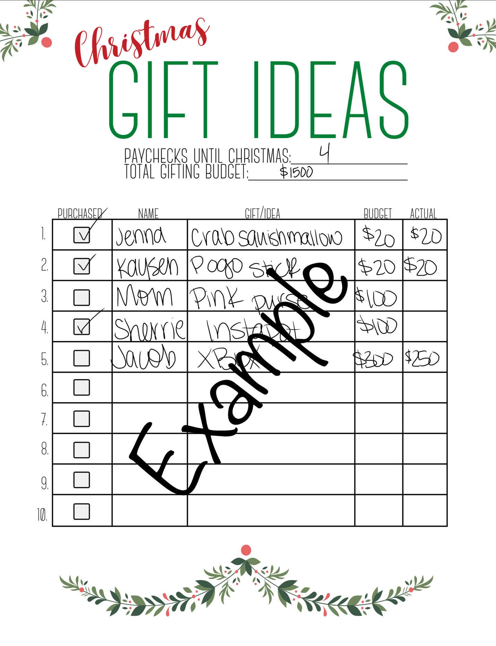 Christmas Gift Planning/gifting/planner/holidays/family/friends/party ...