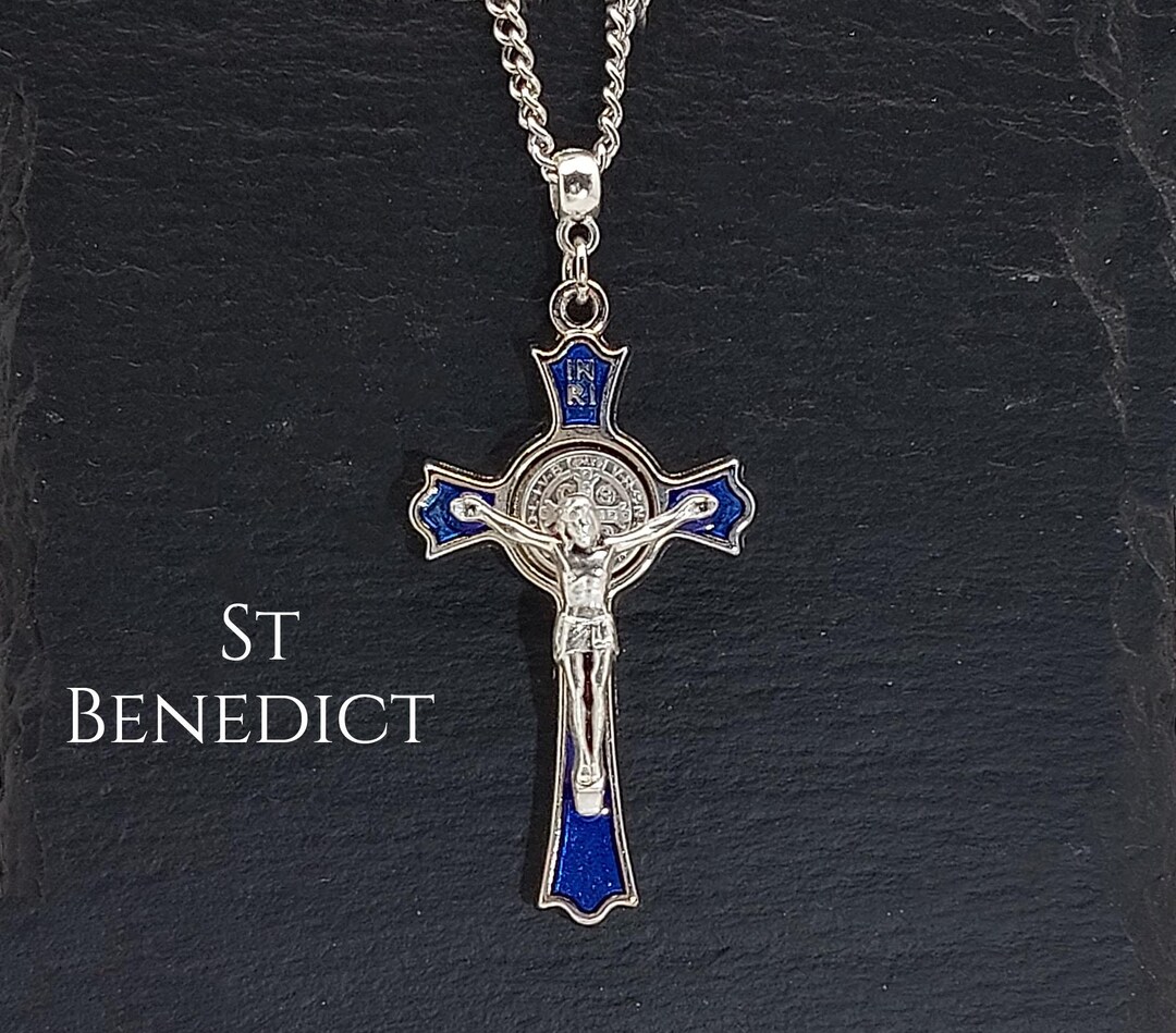 St Benedict Crucifix Necklace Choice of Colour Catholic Men's Gift ...