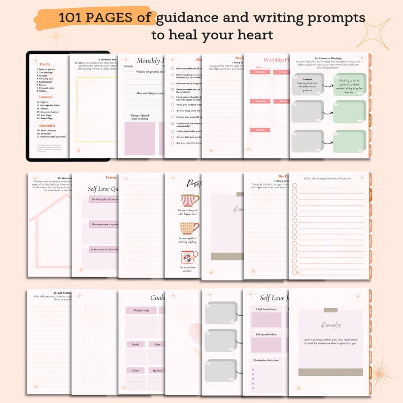 Healing Heartbreak Digital Workbook | Hyperlinked Notebook, Journal ...