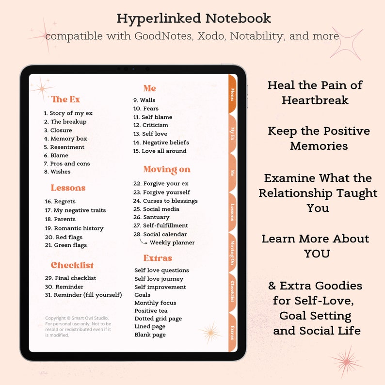 Healing Heartbreak Digital Workbook | Hyperlinked Notebook, Journal ...