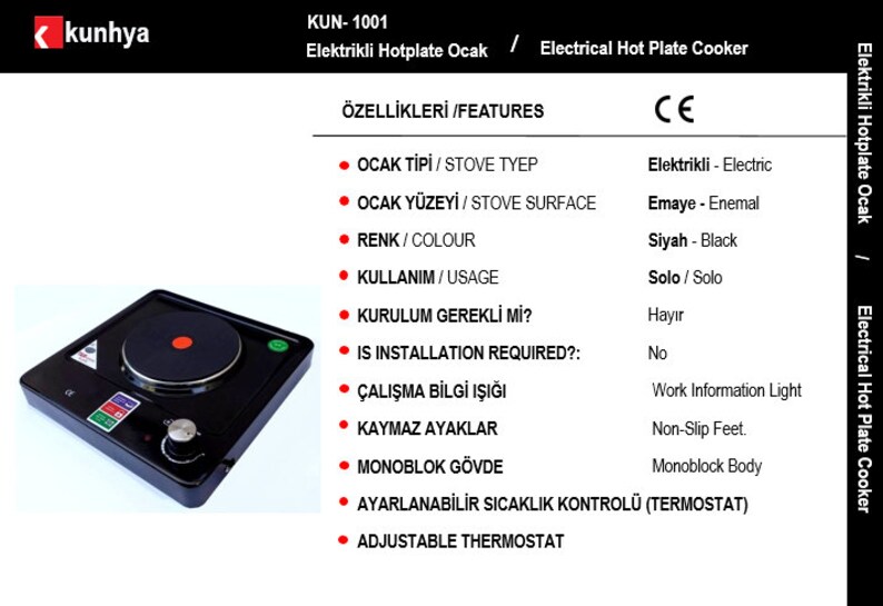 1500 W Single Hot Plate Precise Table Top Cooking, Cast Iron Heating ...