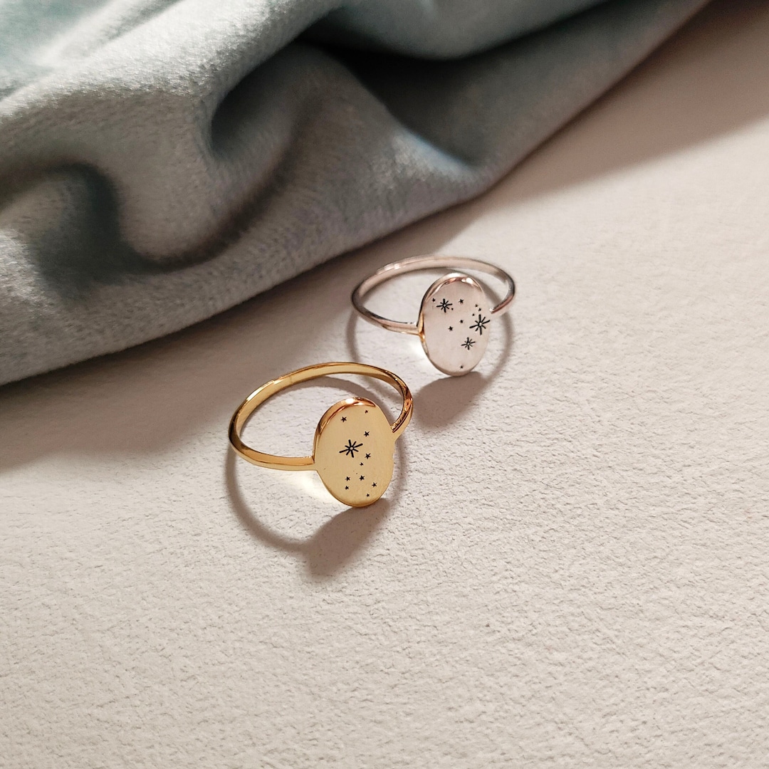 Personalized Zodiac Constellation Ring,custom Star Signet Ring,oval ...