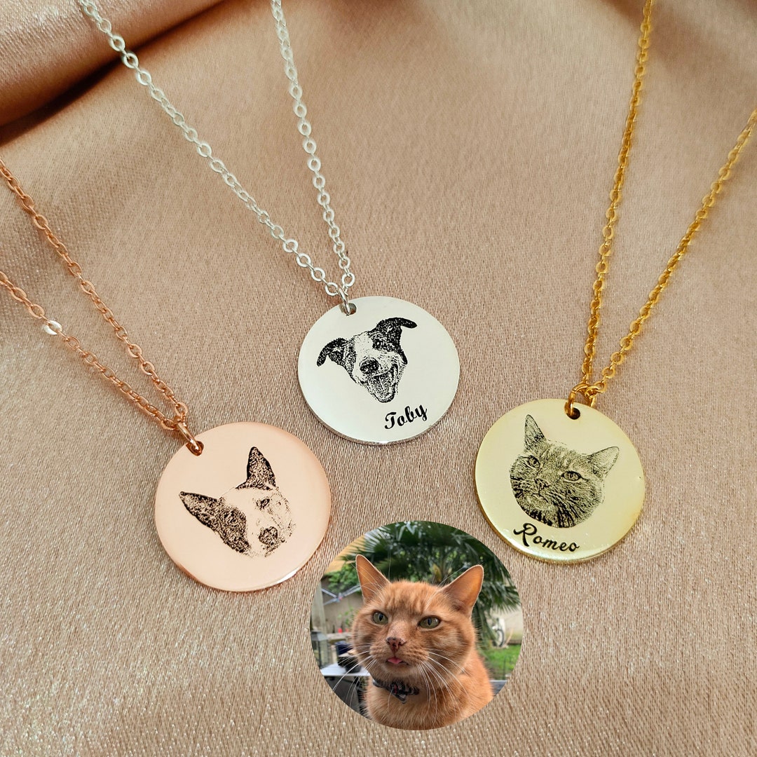 Custom Pet Portrait Necklace,your Pet Photo Necklace,pet Memorial ...