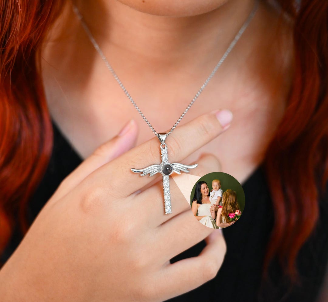 Personalized Cross Photo Projection Necklace,memorial Picture Gift ...