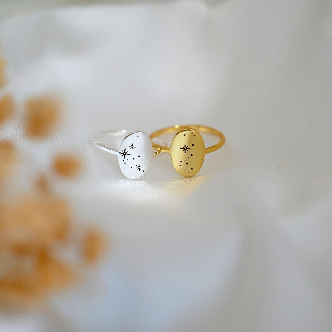 Personalised Zodiac Constellation Ring,star Birth Sign Signet Ring ...