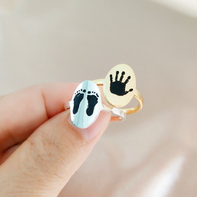 Actual Baby Handprint Ring,personalized Footprint Ring,engraved Kids ...