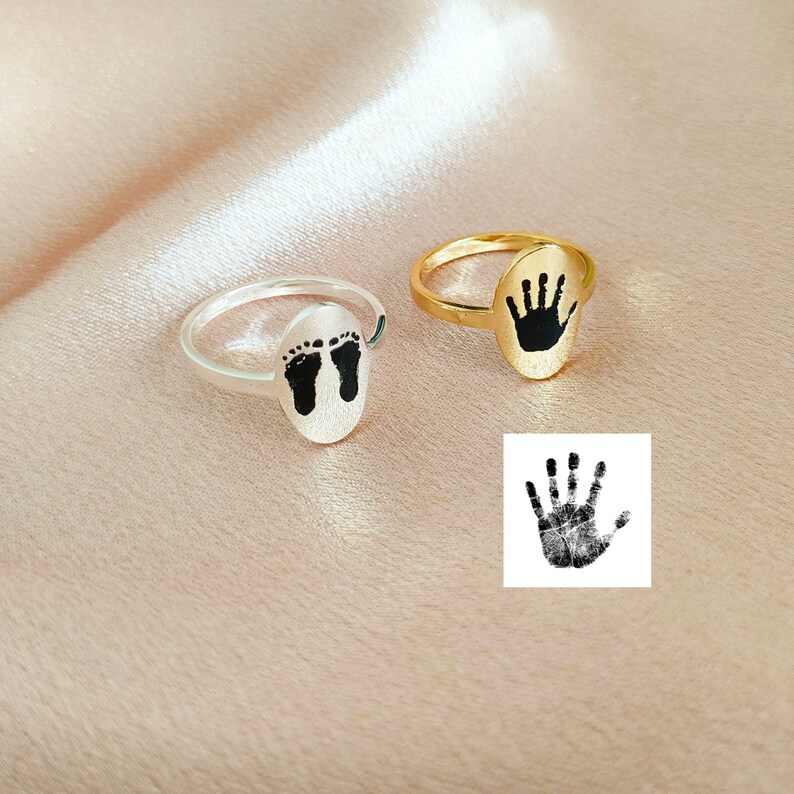 Actual Baby Handprint Ring,personalized Footprint Ring,engraved Kids ...